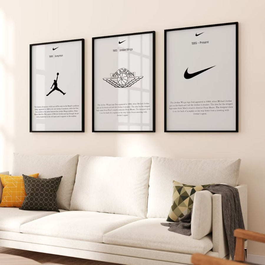 Set de cuadros del logo de Nike - Blanco y negro – Poster House Uy